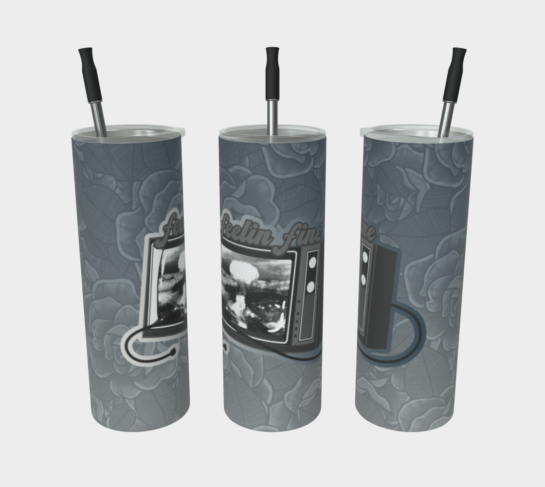Feelin Fine Retro TV Grayscale Tumbler - PRINT ON DEMAND ...