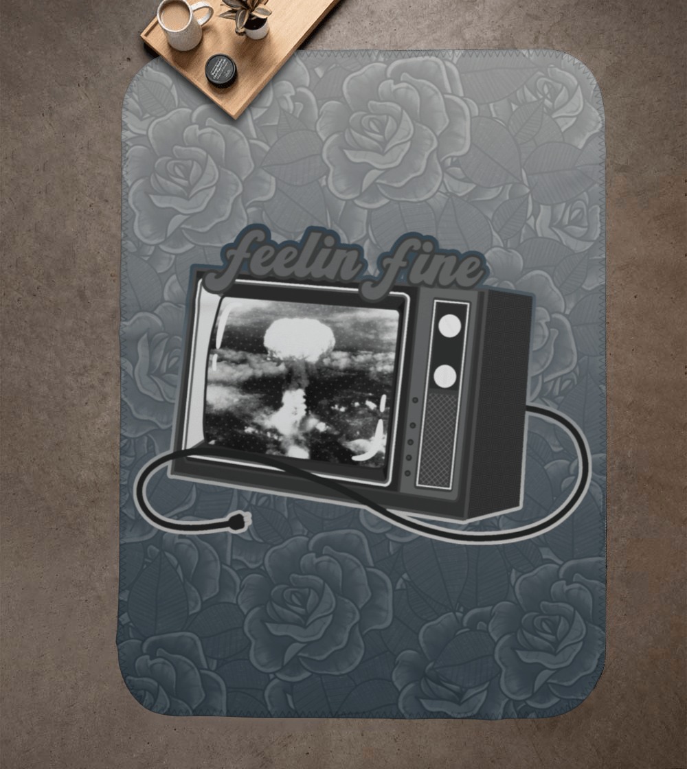 Feelin Fine Retro TV Grayscale Blanket - PRINT ON DEMAND ...