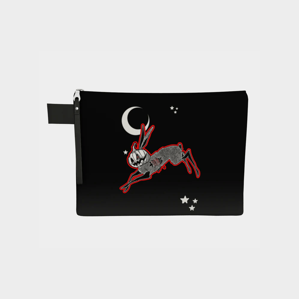 Jack-O-rabbit Zipper Pouch - PRINT ON DEMAND - Acornandcrowstudio